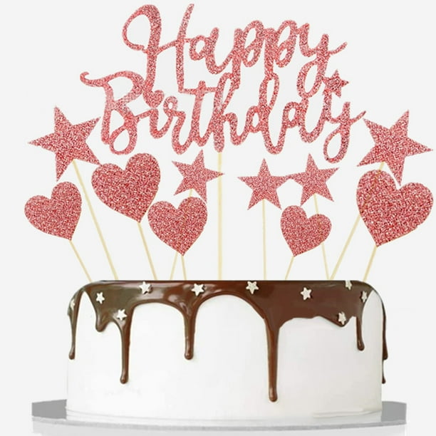 Lubelski 22Pcs Cake Toppers with Glitter Food Grade Reusable Compact ...