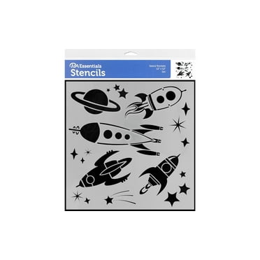 Stencil1, Space Theme Stencils 4-Pack (Astronaut, Rocket, Stars, Moon ...