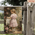 12x8 Inch Metal Wall Art, Classical Oil Painting of Young Girl in Pink ...