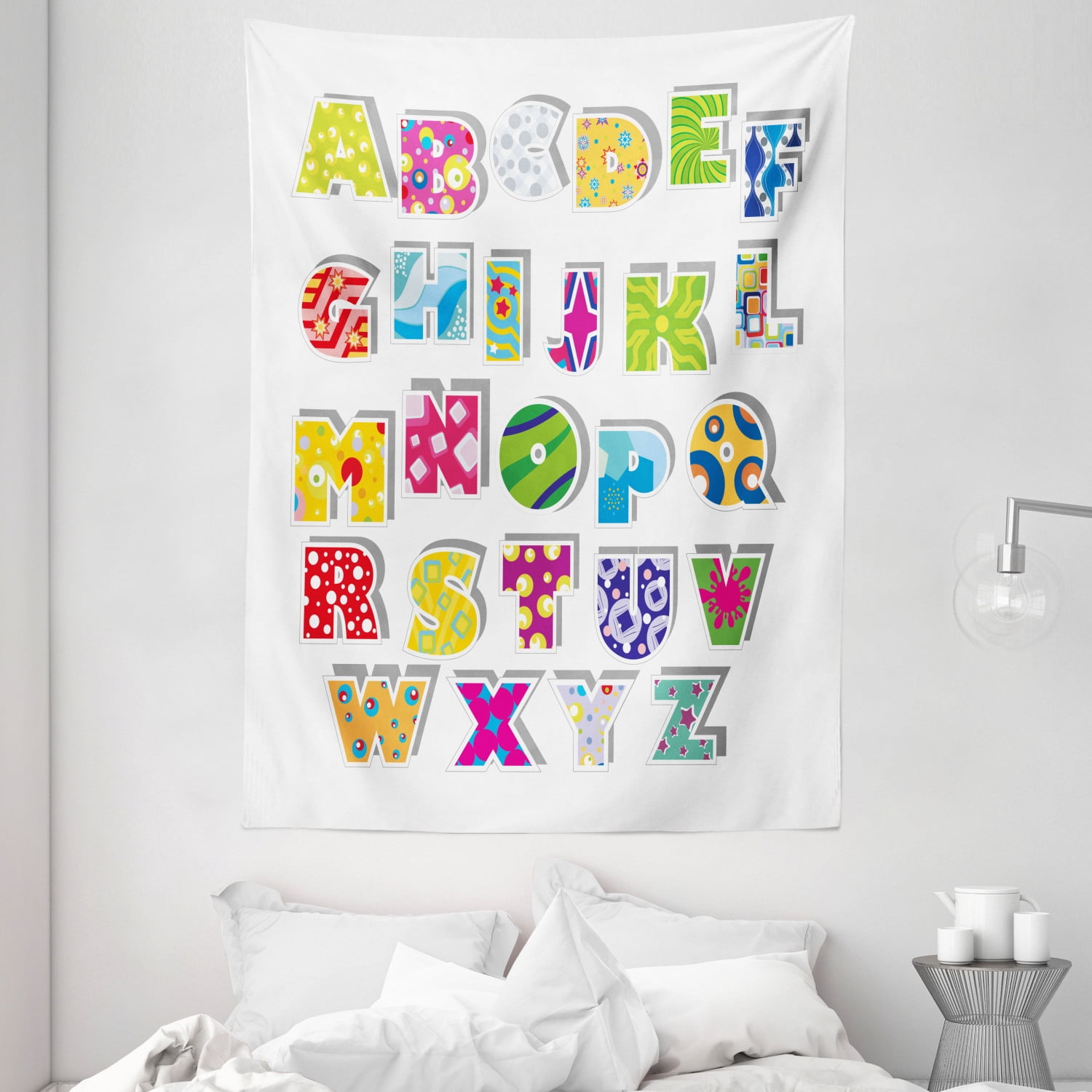 Letters Tapestry, Full Set of Alphabet with Various Designs Abstract ...
