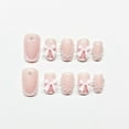DEEHE Artificial Press On Nails White French pink bow Reusable Fake ...