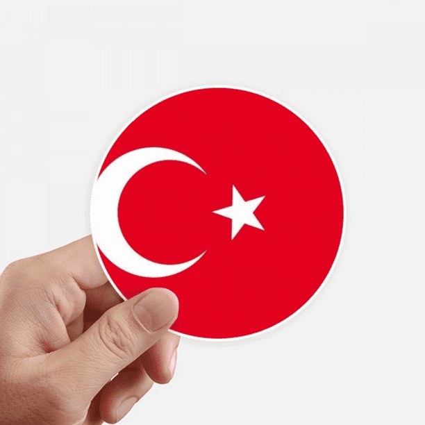 Turkey National Flag Asia Country Sticker Round Wall Suitcase Laptop ...