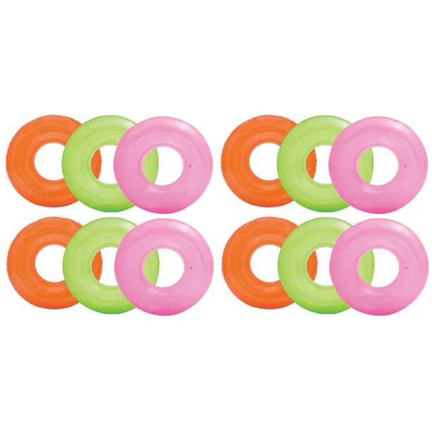 Intex Colorful Transparent Inflatable Swimming Pool Tube Raft (12-Pack ...