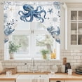 Blue Octopus Coastal Kitchen Curtains Swag Valance for Windows/Bathroom ...
