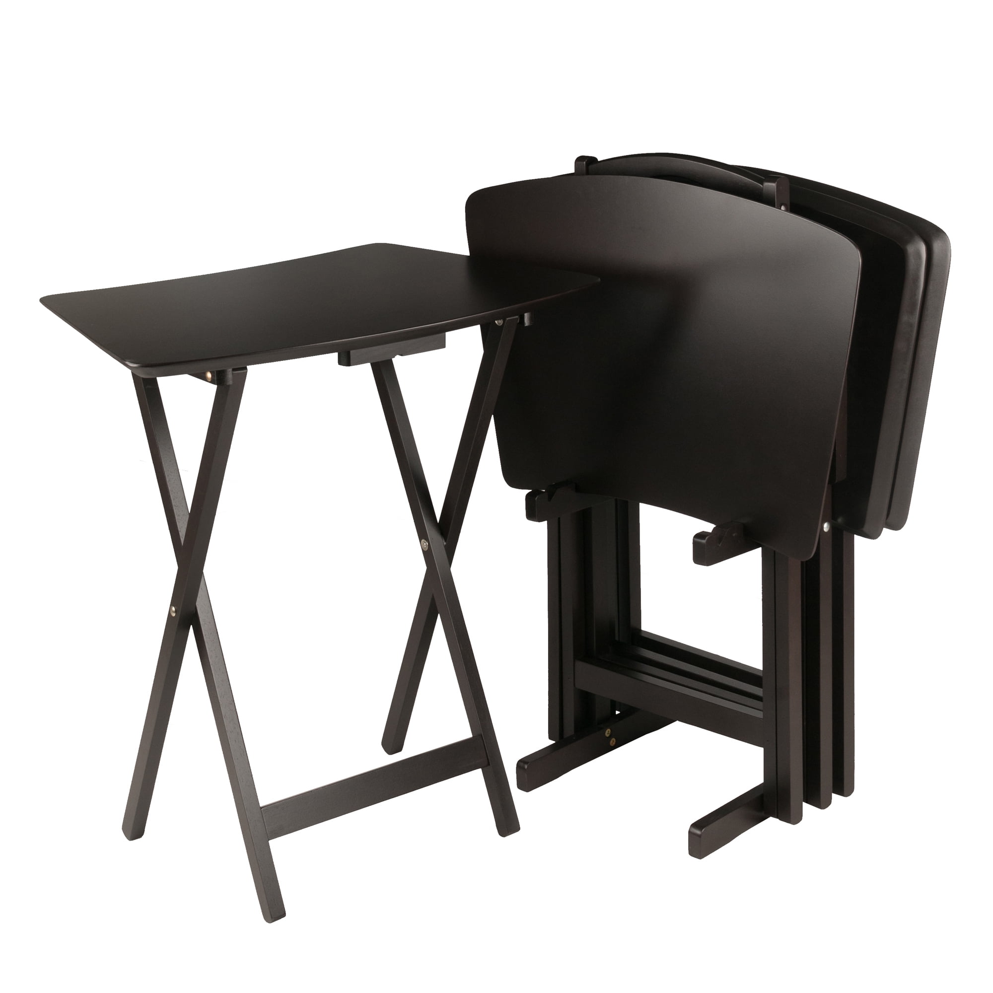Winsome Wood Anila 5-Pc Snack Table Set, Fan Shape, Coffee Finish ...