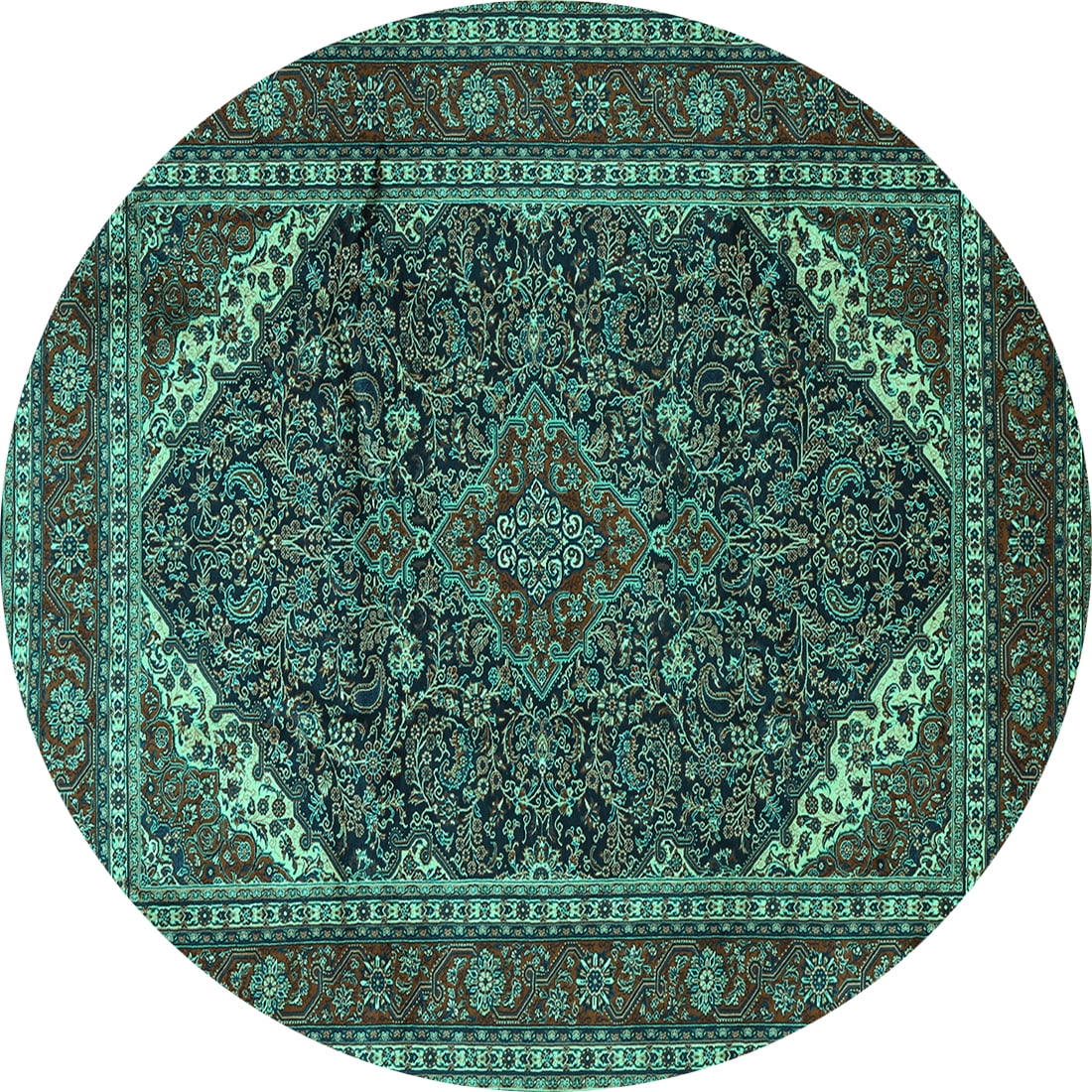 Ahgly Company Indoor Round Persian Turquoise Blue Traditional Area Rugs ...