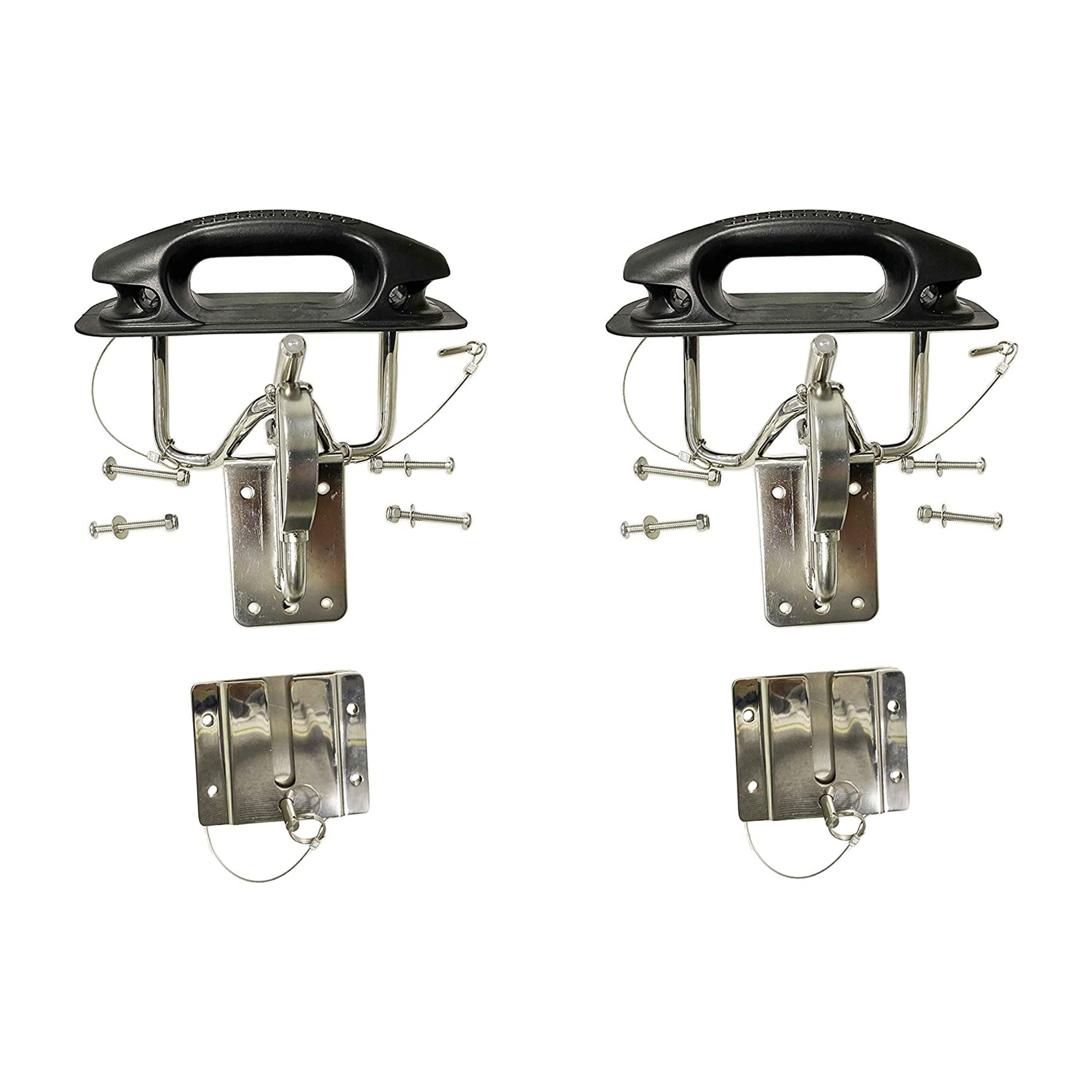 Marine City Package Quick Release Snap Davits Set with Black Handle pad ...