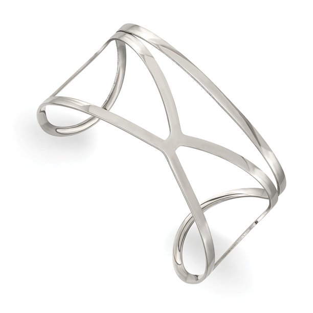 Primal Steel Stainless Steel Polished Cuff Bangle - Walmart.com