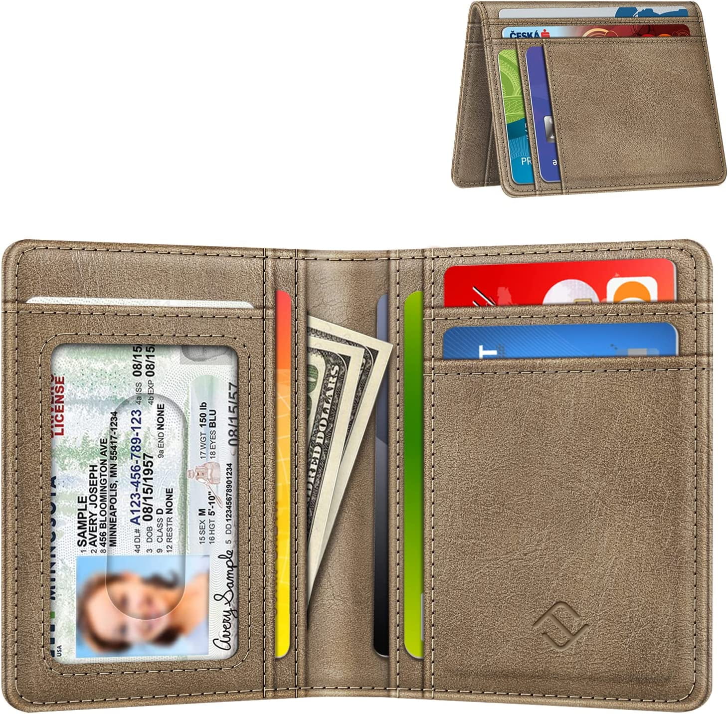 Fintie Bifold Credit Card Holder for Men and Women, Premium PU Leather ...