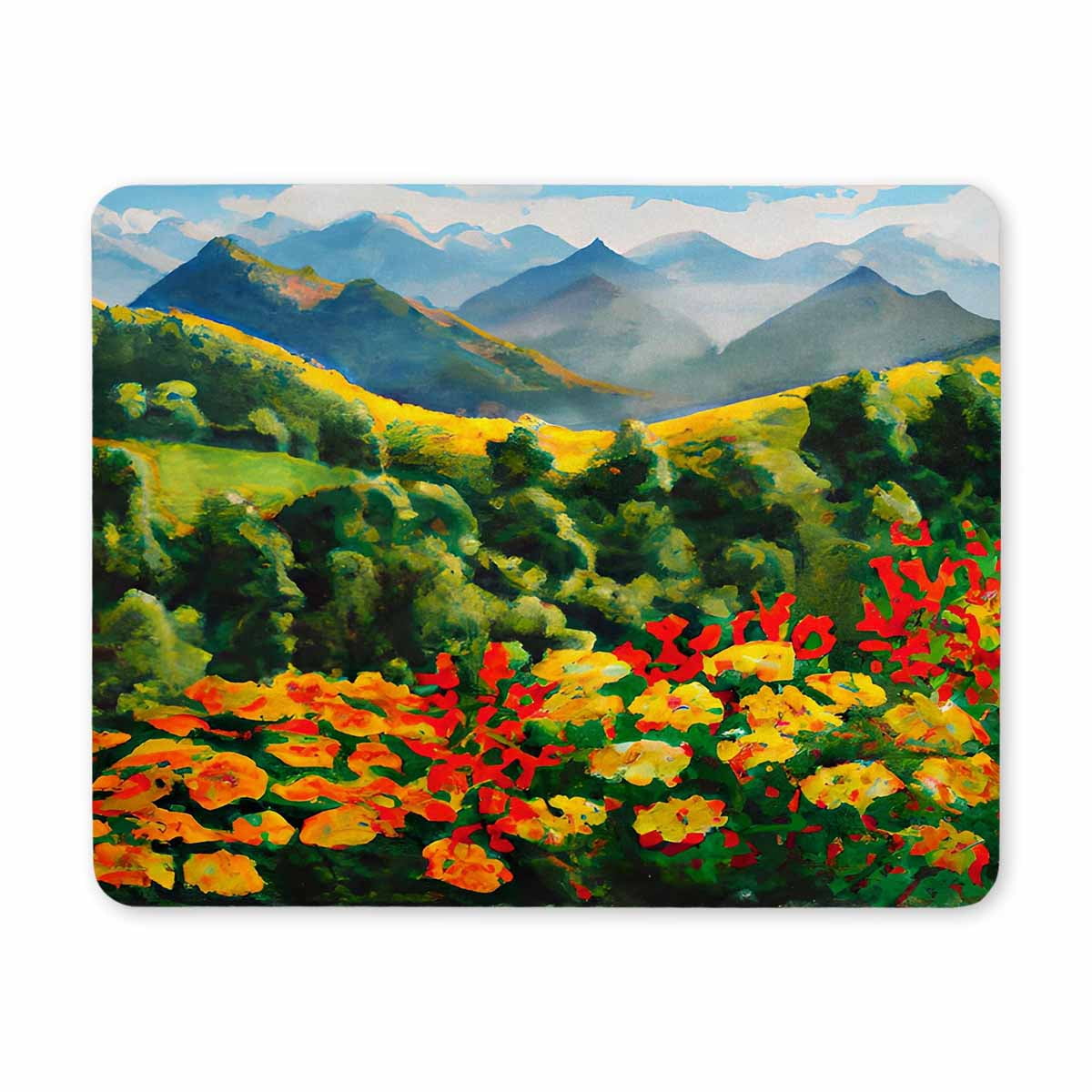 Mouse Pad Overlapping Towering Green Mountains Gaming Mouse Mat Forest ...