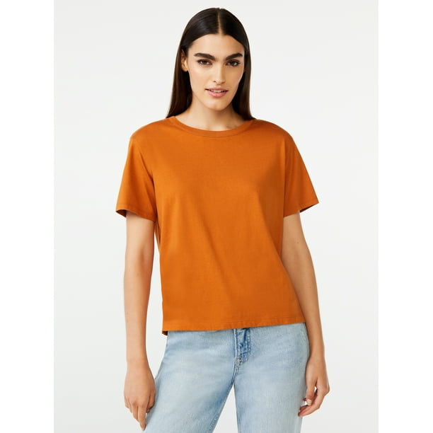Free Assembly Women's Crop Box Tee with Short Sleeves, Sizes XS-XXXL ...