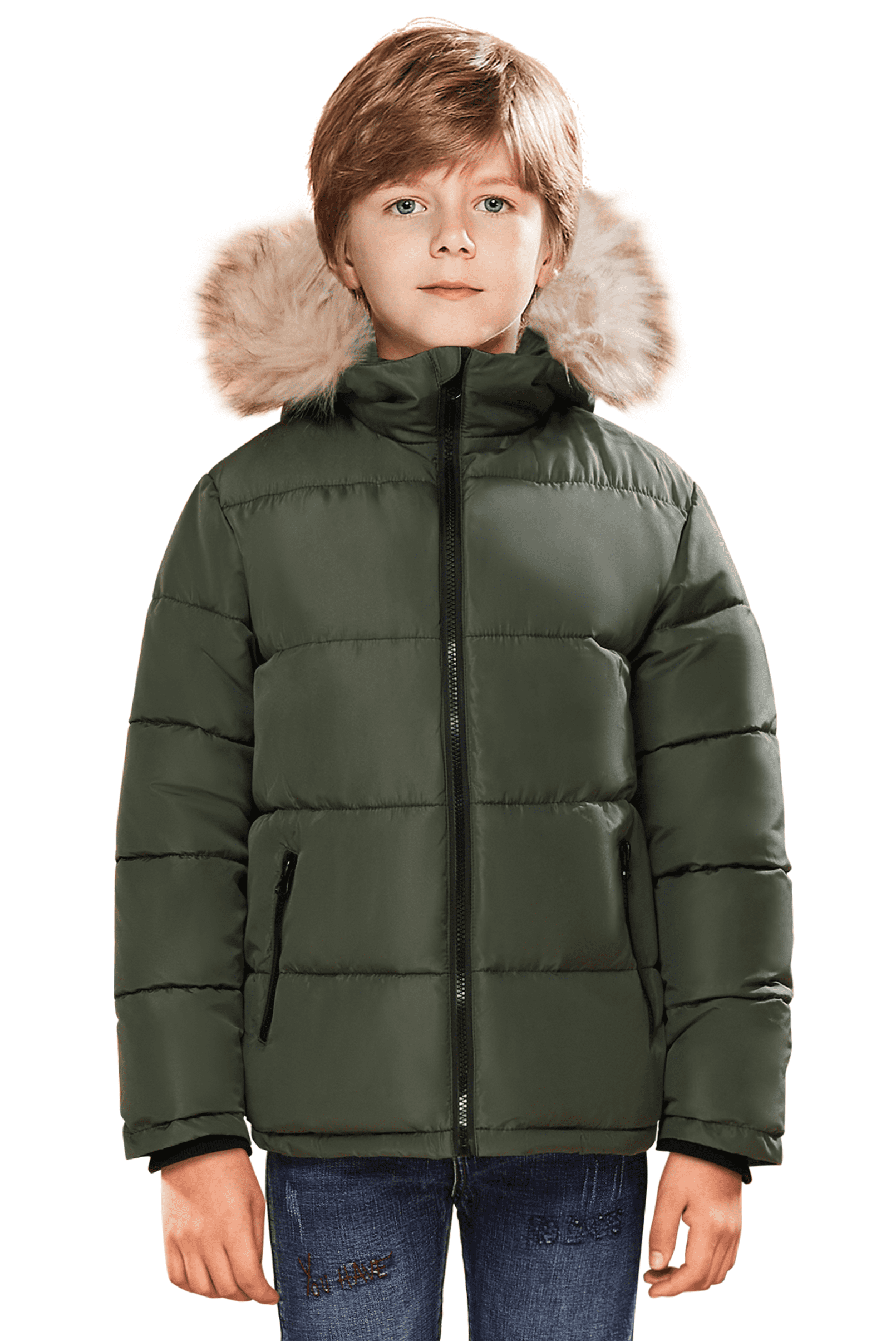 SOLOCOTE Boys Winter Coats Puffer Fake-Down Mid-Weight Hooded Padded ...