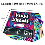 Permanent Vinyl Sheets 50 Pieces Adhesive Vinyl Paper 12" x 12" Pack ...