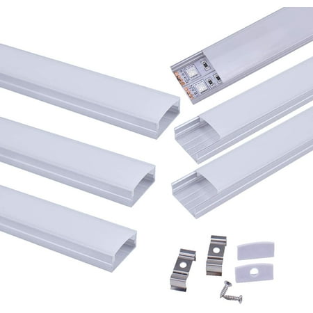 Double Row LED Channel with Milky White Cover,Silver Wide Aluminum ...