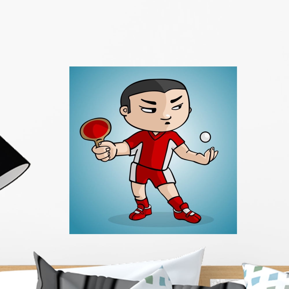 Ping Pong Player Wall Decal Mural by Wallmonkeys Peel and Stick Graphic ...