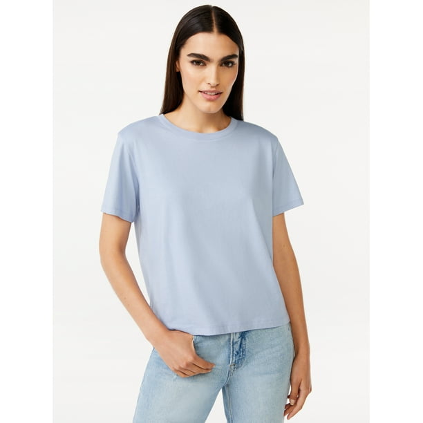 Free Assembly Women's Crop Box Tee with Short Sleeves, Sizes XS-XXXL ...