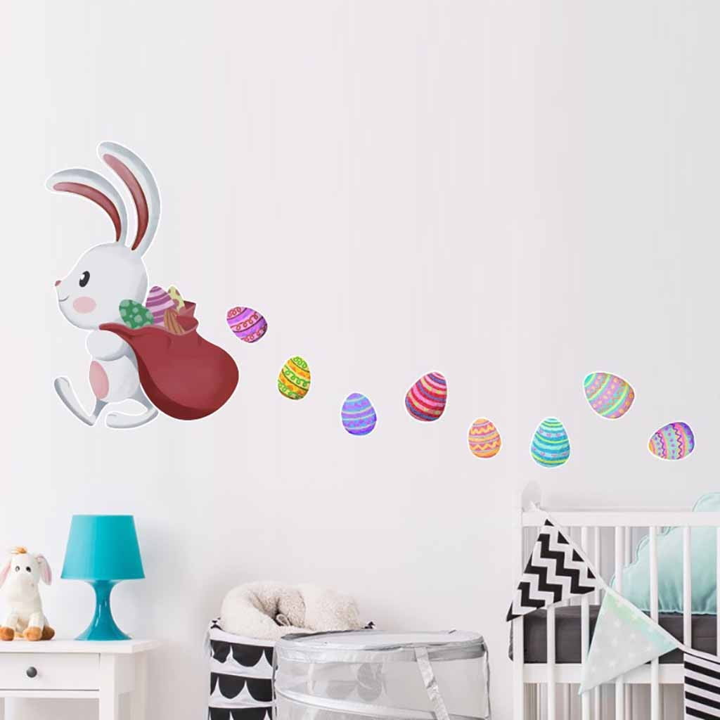HIMIWAY Cartoon Easter Rabbit Wall Sticker Bedroom Decal Home Stickers ...