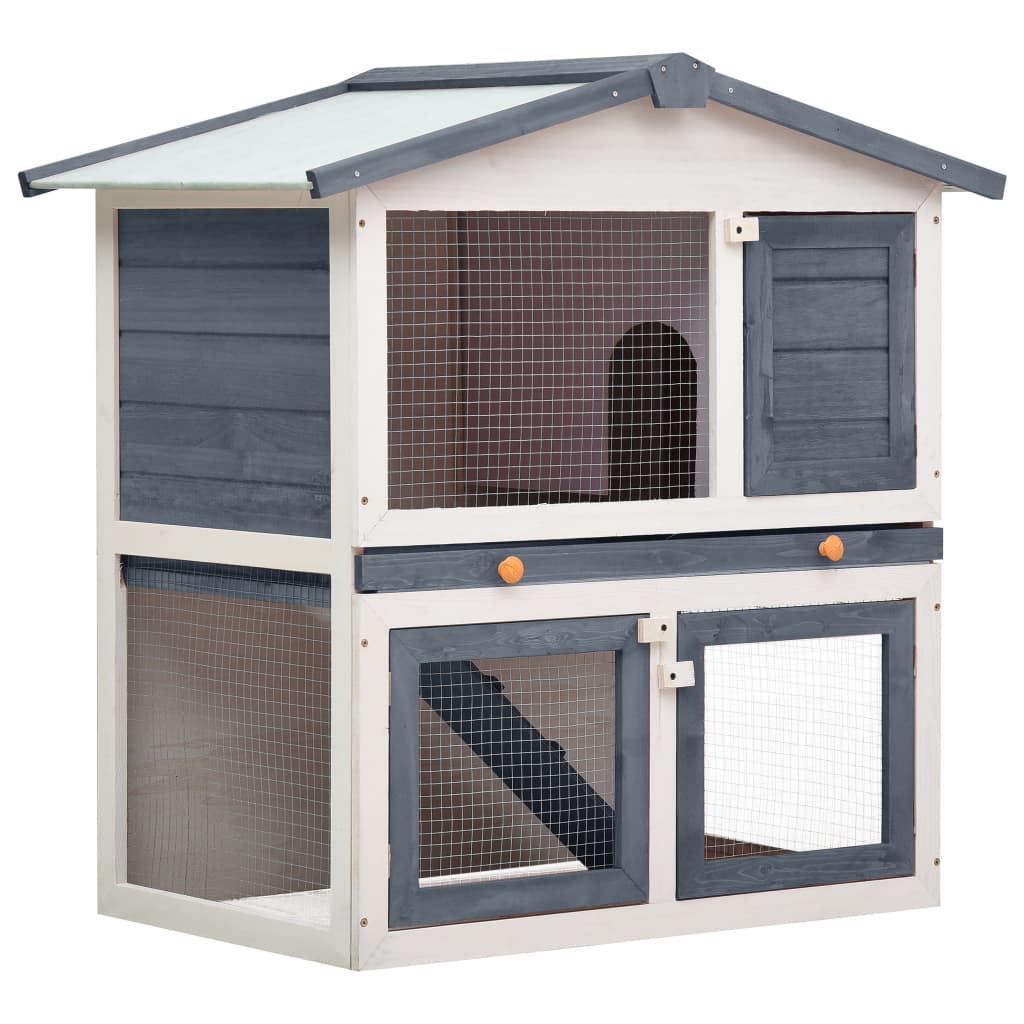 vidaXL Rabbit Hutch Bunny Cage with Pull Out Tray Pet House Solid Pine ...