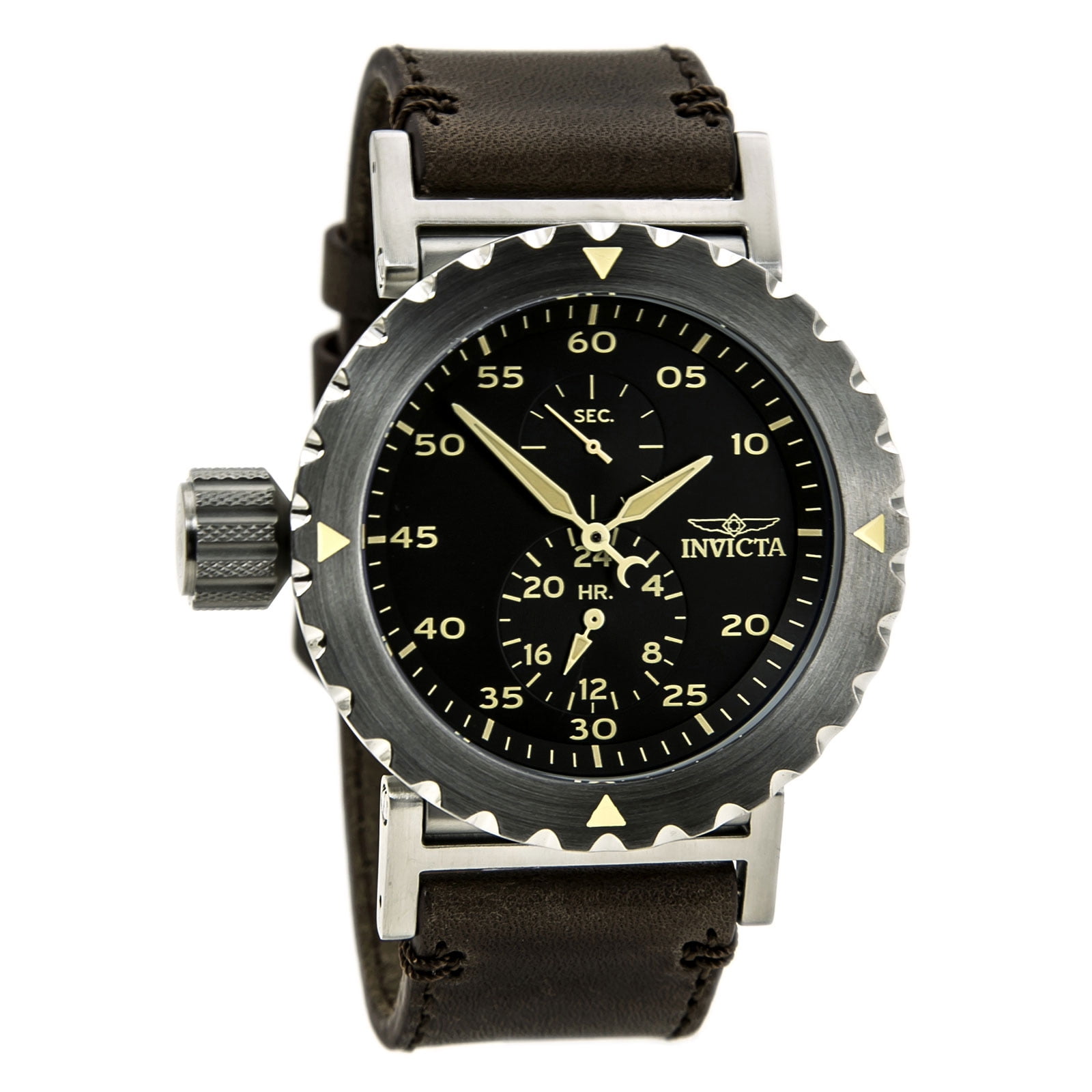 Invicta Men's 14636 I-Force Black Dial Brown Leather Strap Lefty Quartz ...