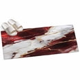 Burgundy Red White Marble Rectangle Rug 2'x6' Modern Abstract Stone ...