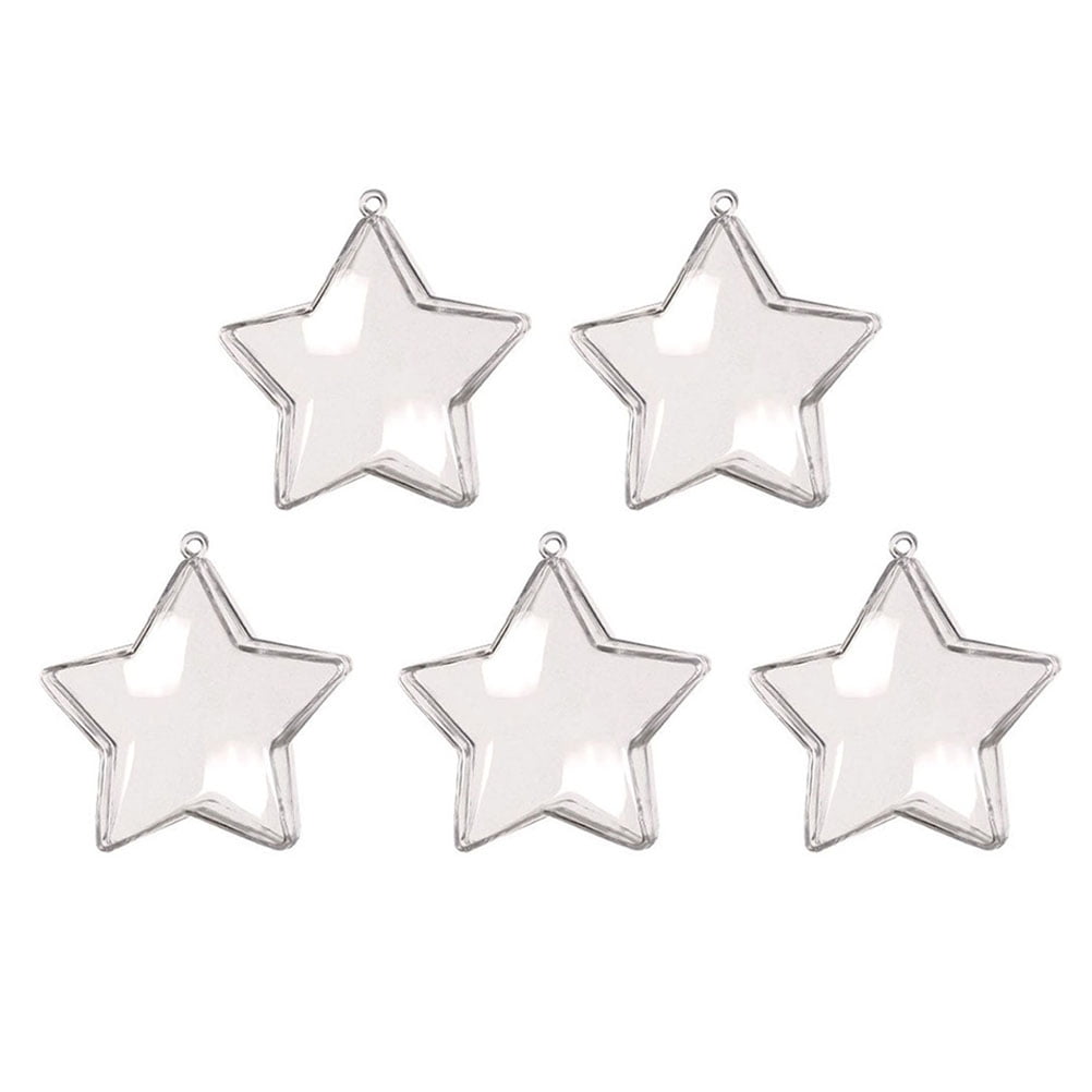 10PCS Fillable Star Shape Ornaments Transparent Pendants DIY Candy Boxs ...