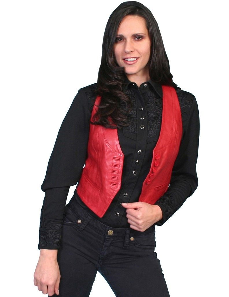 Scully Western Vest Womens Fully Lined Lambskin Button Front L986 - Walmart.com