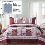 3-Piece Queen Patchwork Quilt Set, Microfiber, Lightweight, All Season ...