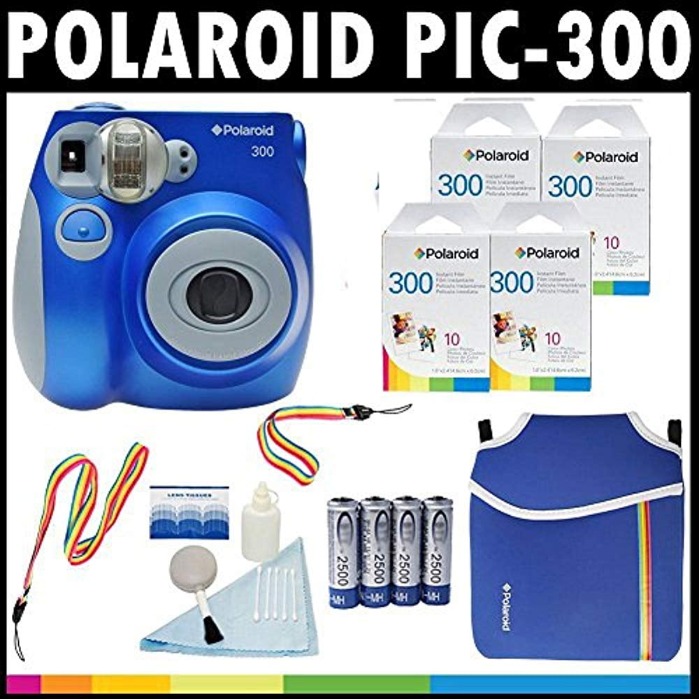 Polaroid PIC-300 Instant Film Analog Camera (Blue) with (4) Polaroid ...