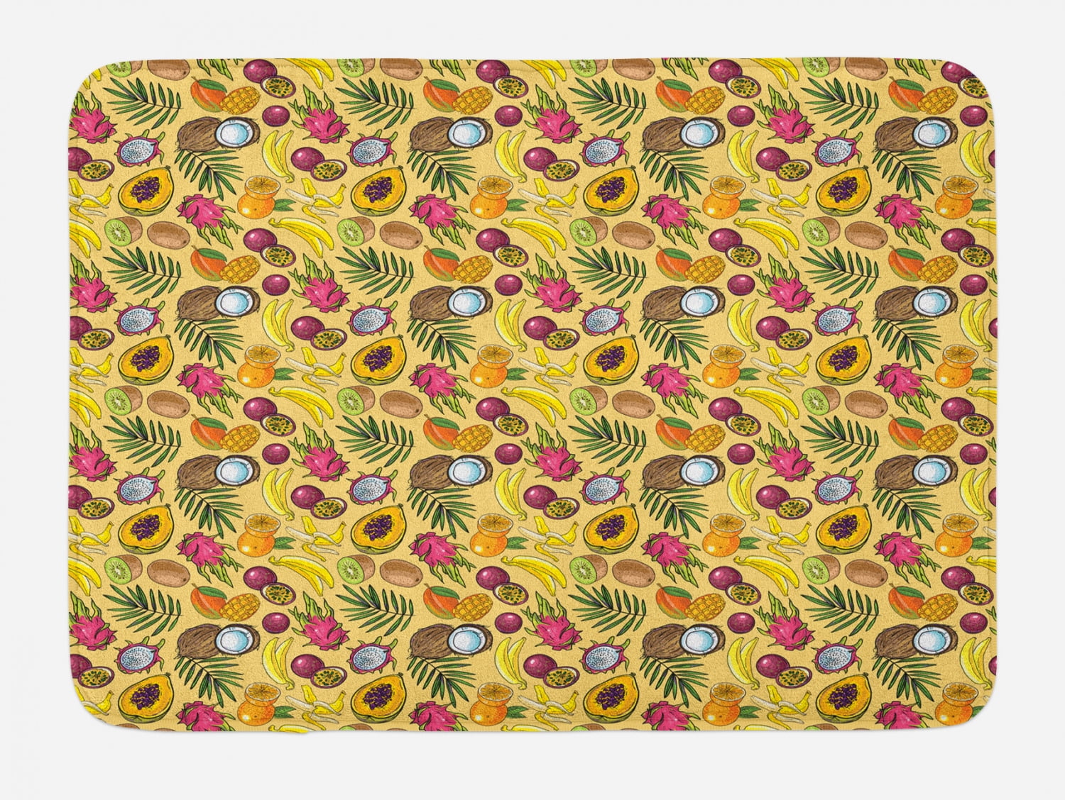 Fruit Bath Mat, Various Tropical Fruits Kiwi Mango Papaya Coconut Sweet ...