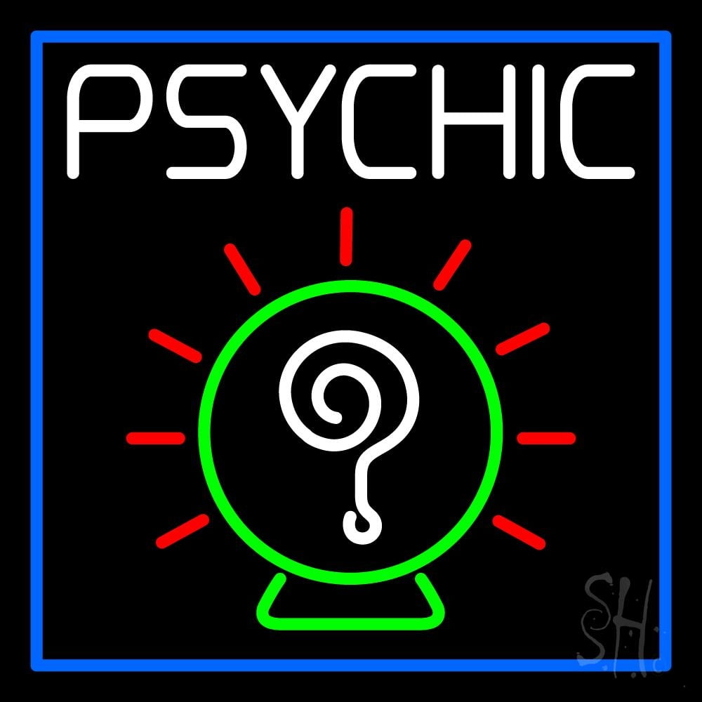 White Psychic With Border LED Neon Sign 16" Tall x 16" Wide - inches ...