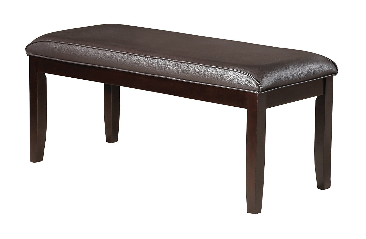 Benzara Wood & Leather Dining Side Bench With Welt Trim, Espresso Brown ...