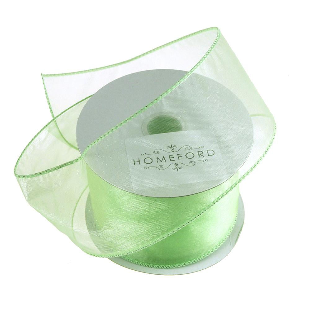 Sheer Organza Wired Edge Ribbon, 2-1/2-Inch, 10 Yards, Mint Green ...
