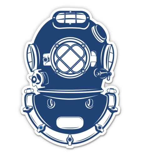Scuba Diver Diving Helmet Retro - 5" Vinyl Sticker - For Car Laptop I ...