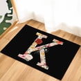 Black Letter K Flower Door Mat Watercolor Alphabet K Pink Beige Floral ...