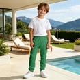 Boys Casual Solid Color Trousers Elastic Waist Soft Blend Flat Front ...