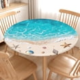 Beach Theme Round Fitted Tablecloth with Elastic Edge Summer Ocean ...