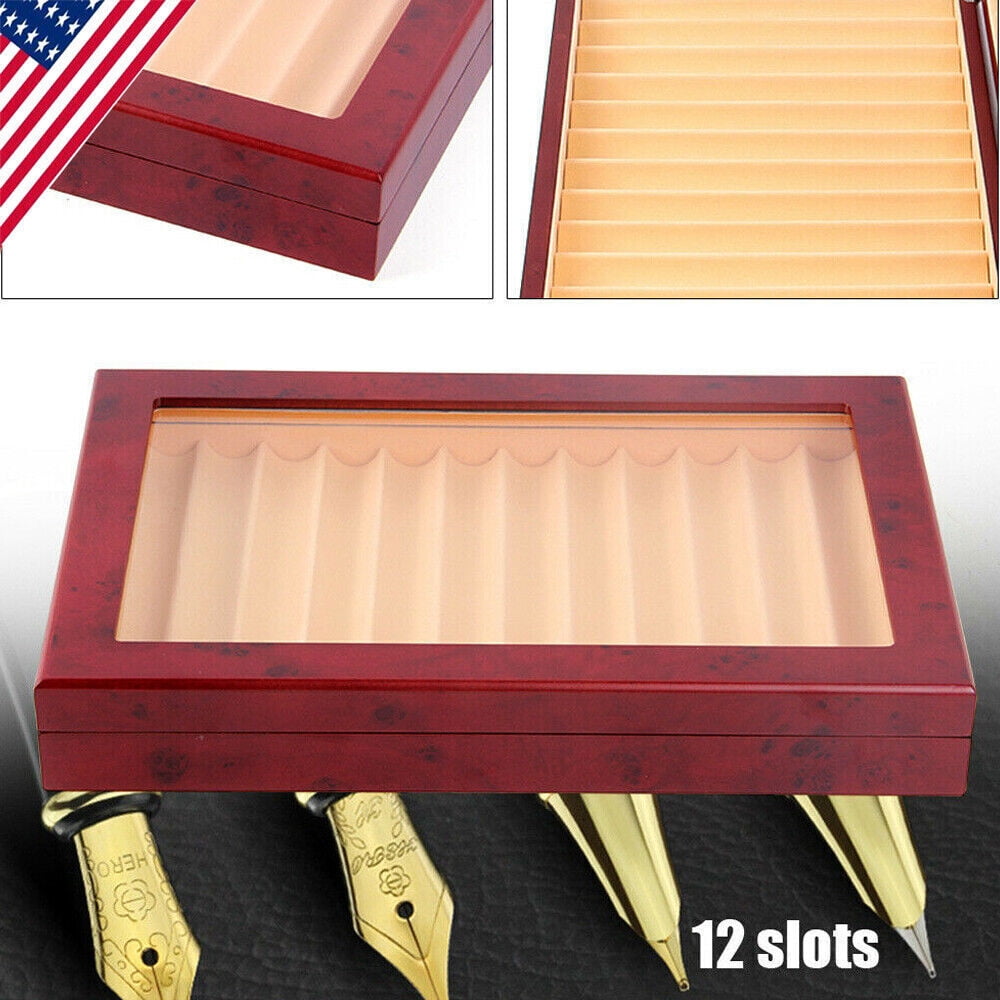 CNCEST Fountain Pen Wood Display Box Organizer Show Storage Collector ...