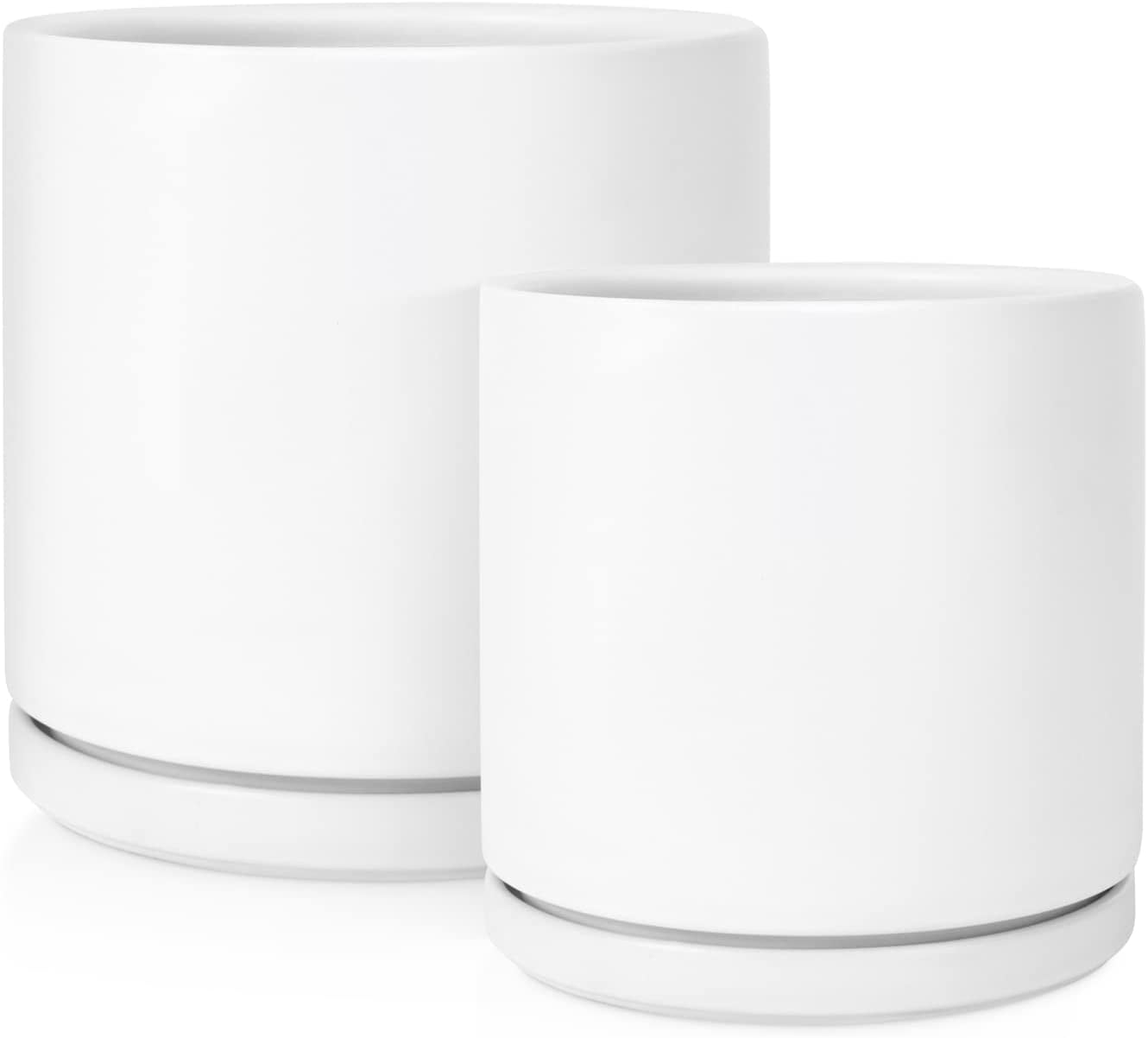GUAIPOU 12 Inches Ceramic Planter Pot - Saucer and Drainage Hole - Full ...