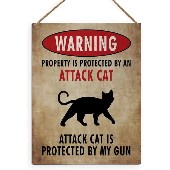 Beware of Cat Sign, Funny Attack Cat Sign, - Walmart.com