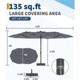 15 Ft Double-Sided Patio Umbrella with Base Crank Lift and Push Tilt ...
