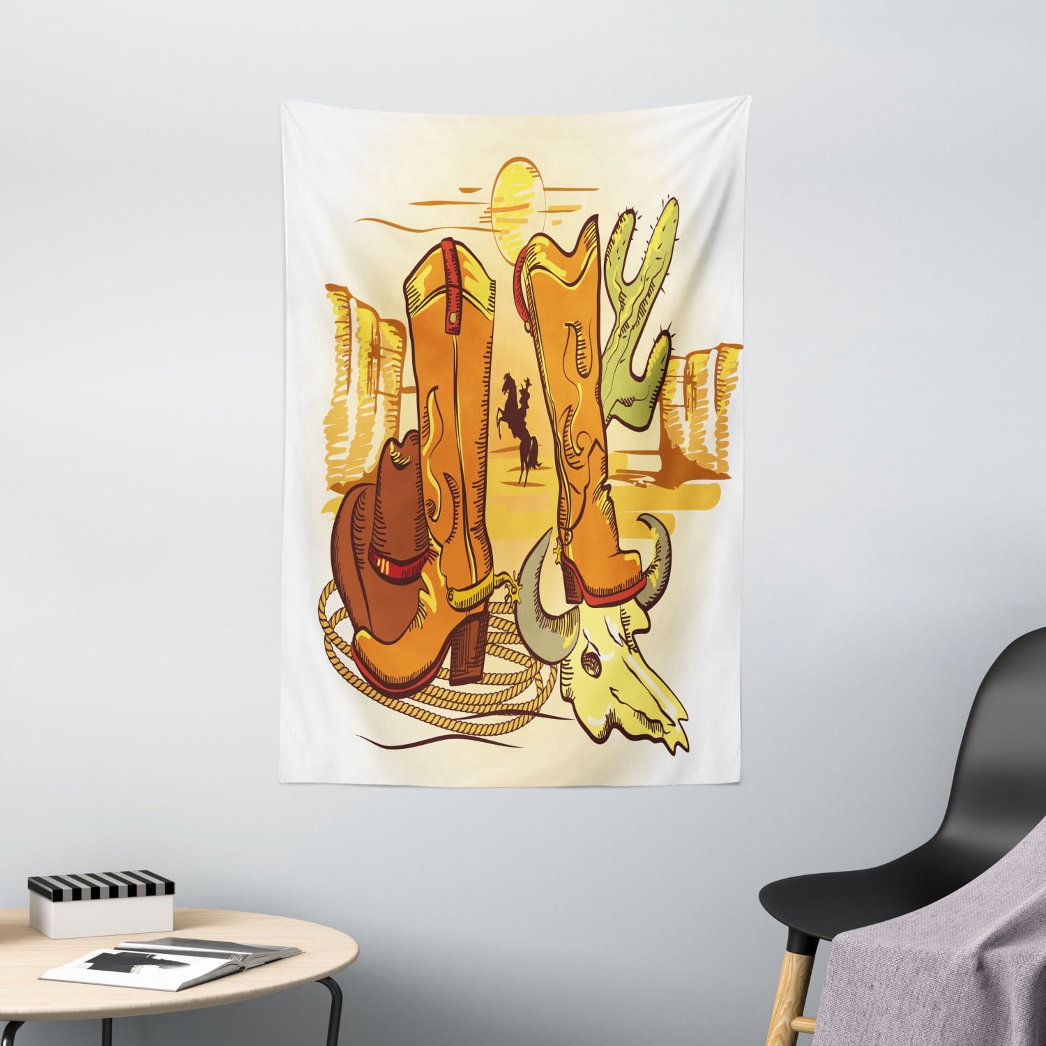 Western Tapestry, Illustration of Old Wild West Elements with Rope ...