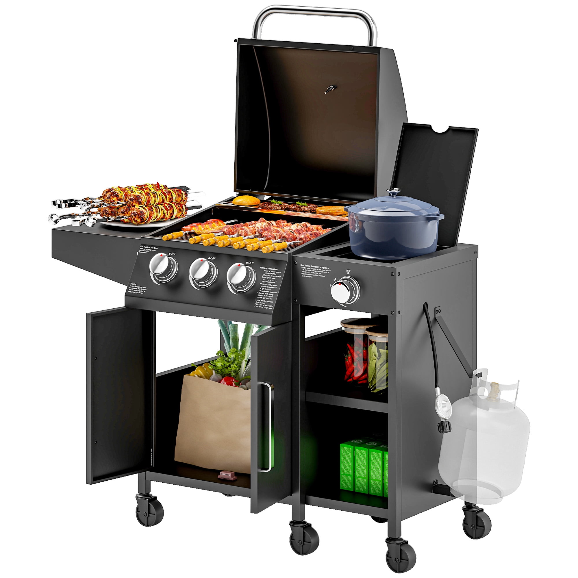 Click here for Outsunny 3 Burner Propane Gas Grill With Side Burn... prices