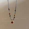 Autumn and winter vintage Maillard imitation tiger eye stone necklace ...