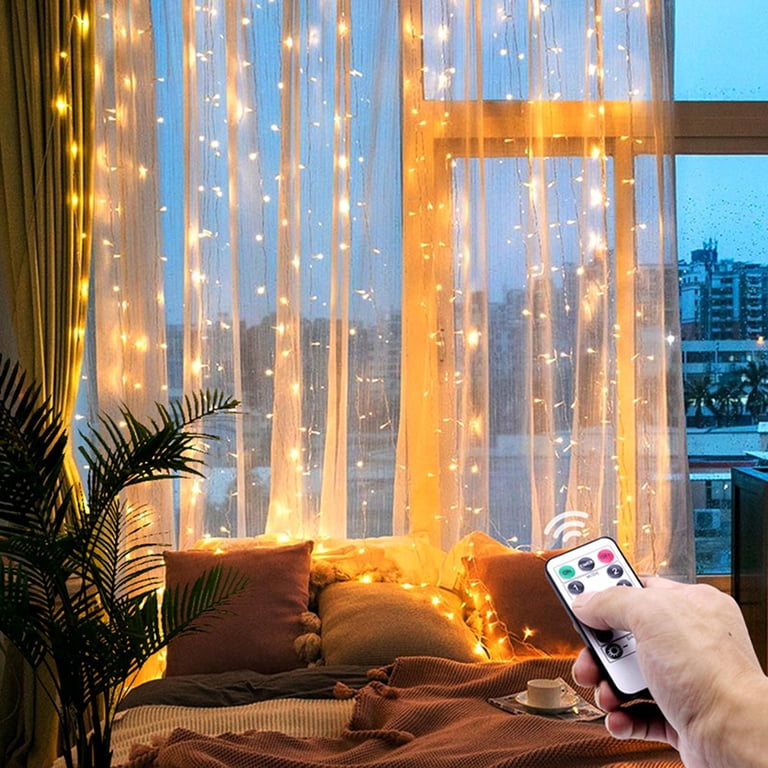 String Lights Wedding 1 Pcs Window Curtain String Light 300 LED 8 ...
