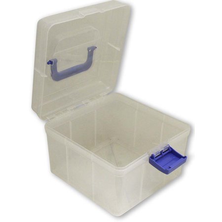 Clear Plastic Storage Box With Blue Plastic Top Handle And Latch -8.25 ...