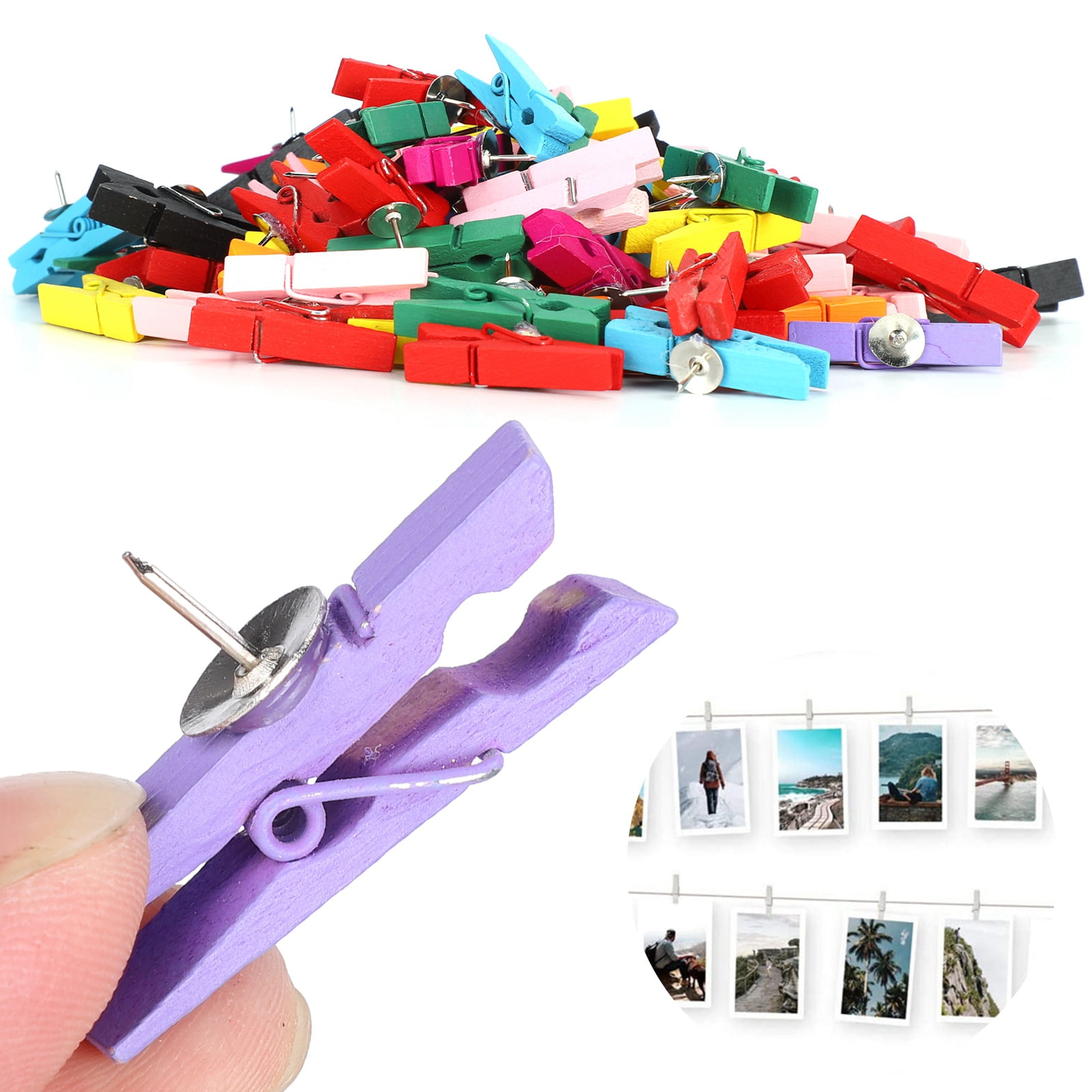 Ccdes 100pcs Push Pins Clips Small Mini Colorful Picture Photo Clips ...