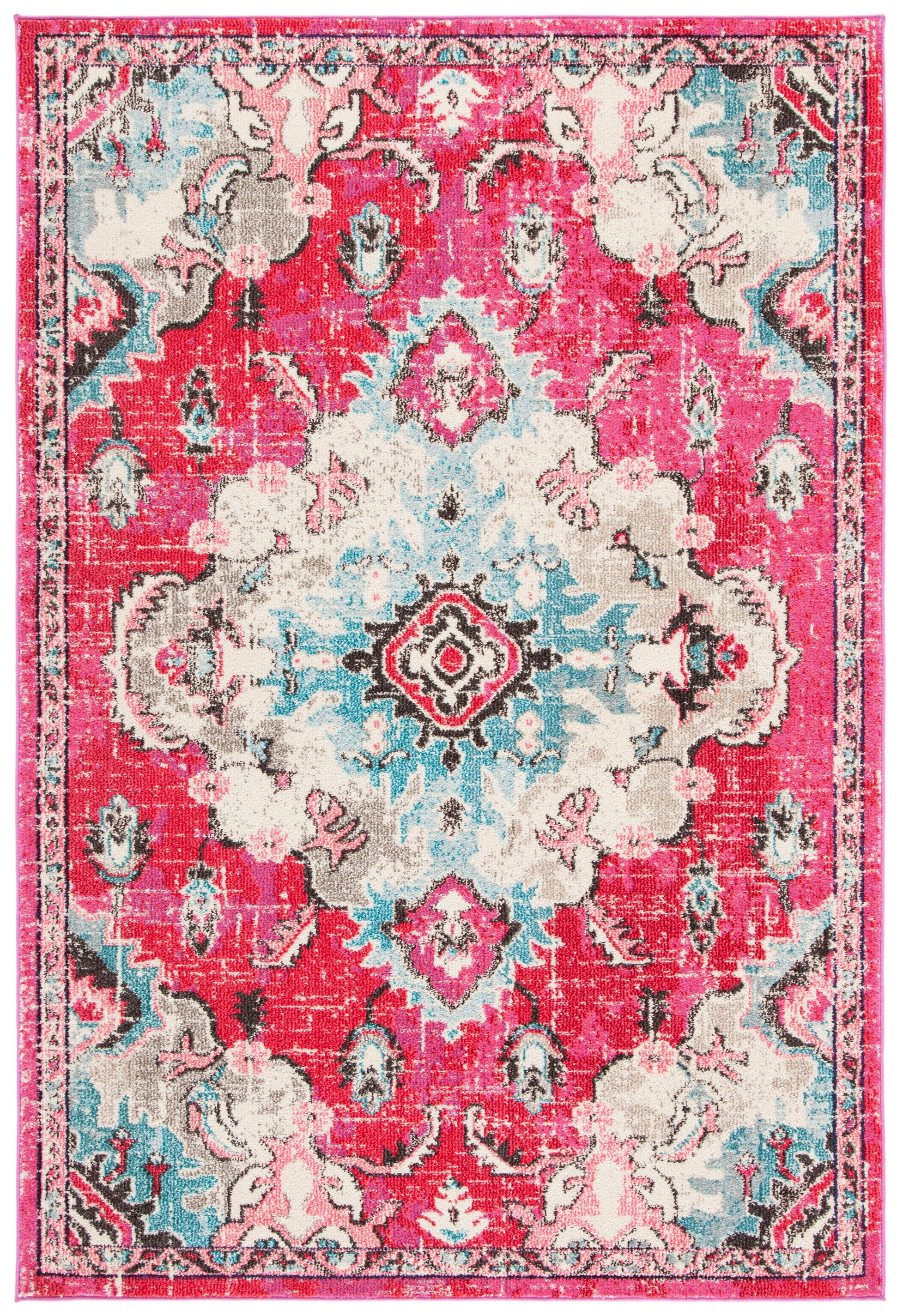 SAFAVIEH Madison Elinor Traditional Distressed Area Rug Fuchsia Light safavieh-madison-elinor-traditional-distressed-area-rug-fuchsia-light