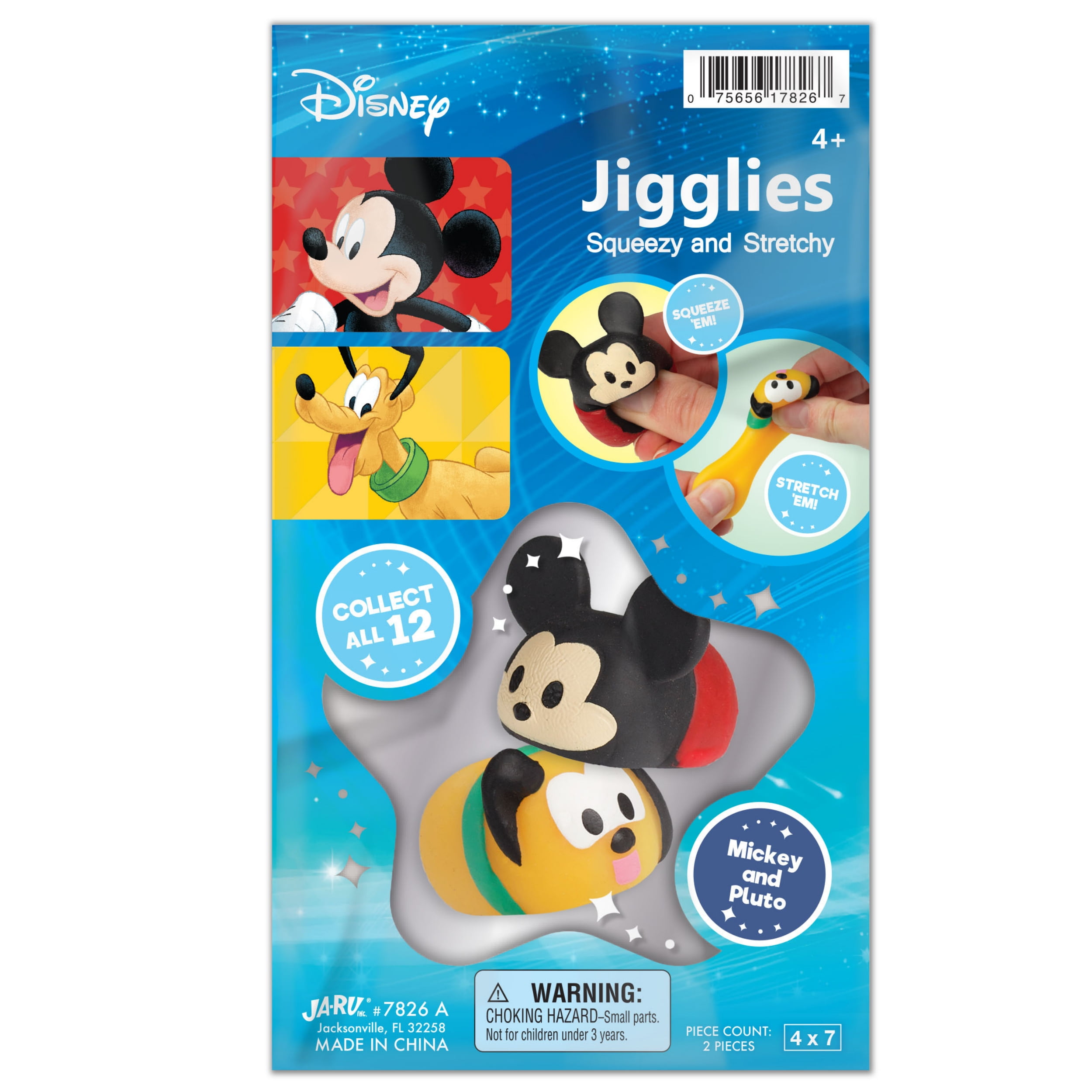 Ja-Ru Disney Mickey & Pluto Jiggly Pals 2 Pack Stretchy Character ...