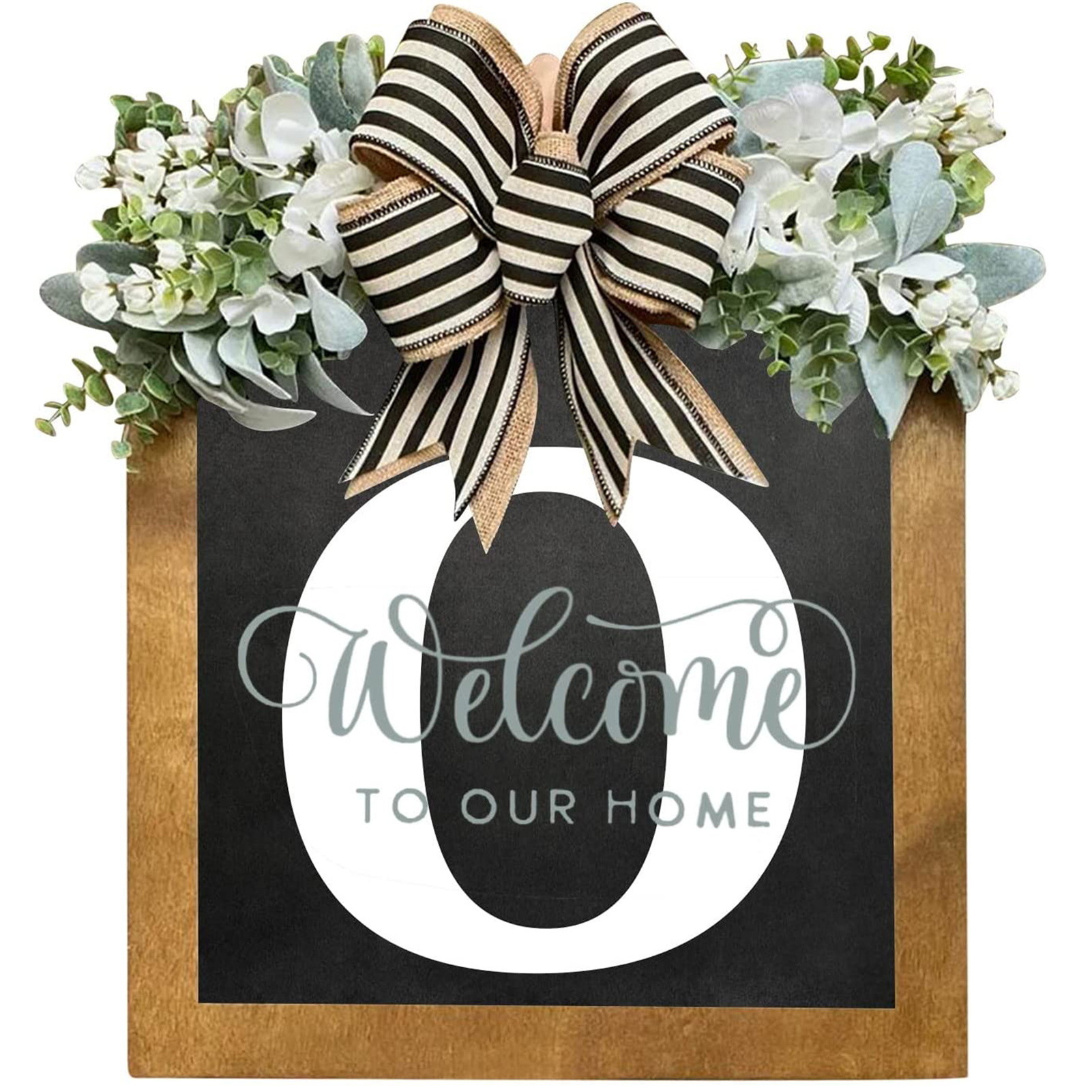 UDIYO Last Name Front Door Wreath, Welcome Sign Door Sign for Spring ...