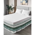 Abstract Wood Grain Ruffle Bed Skirt King Size Beige Green Classic Oil ...